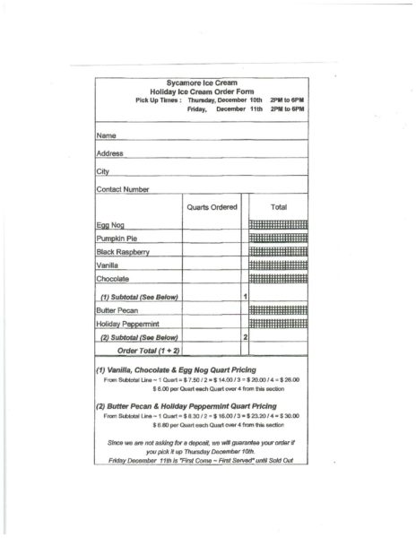 Sycamore Ice Cream Order Form Revised « The VW independent